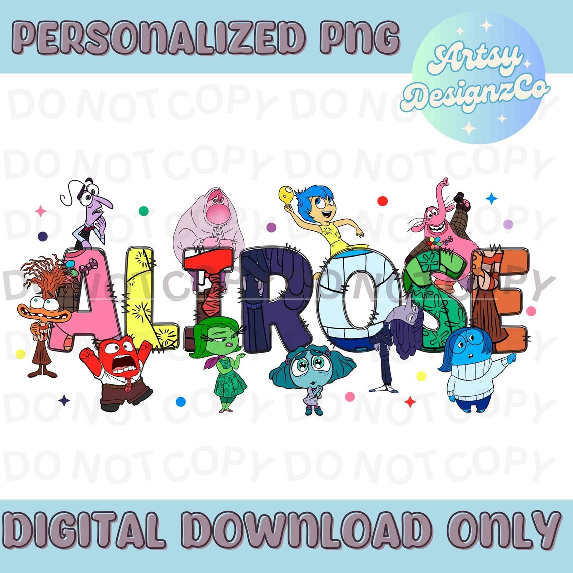 Inside Out Custom Name PNG File, Custom Name Inside Out Digital ...