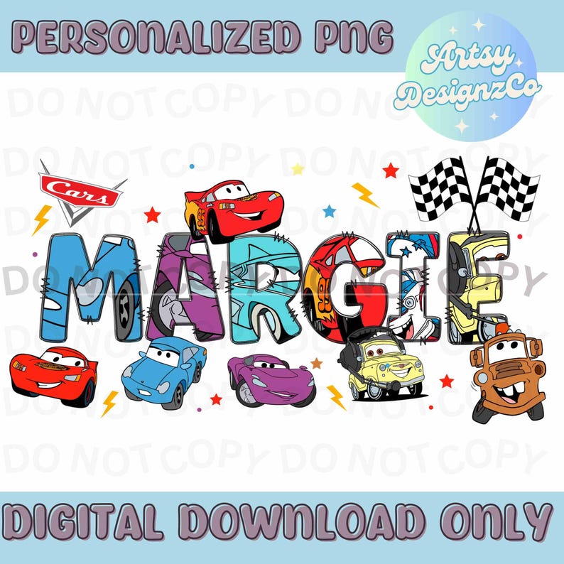 Custom Personalized Cars PNG File, Custom Name Cars Digital Download ...