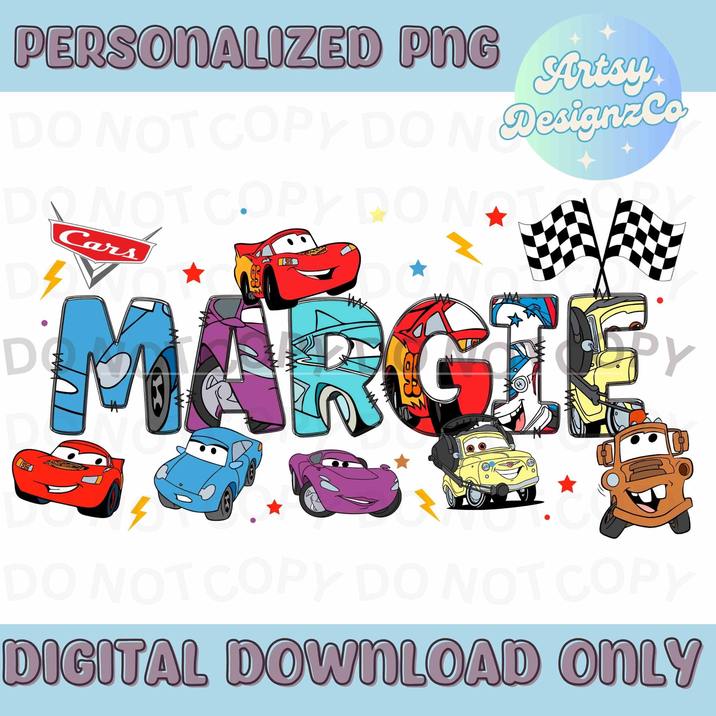 Custom Personalized Cars PNG File, Custom Name Cars Digital Download ...