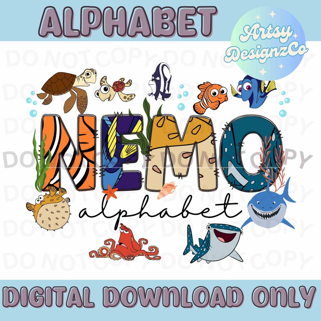Nemo Alphabet and Clipart Set, Nemo Custom Alphabet PNG Files, Dory ...