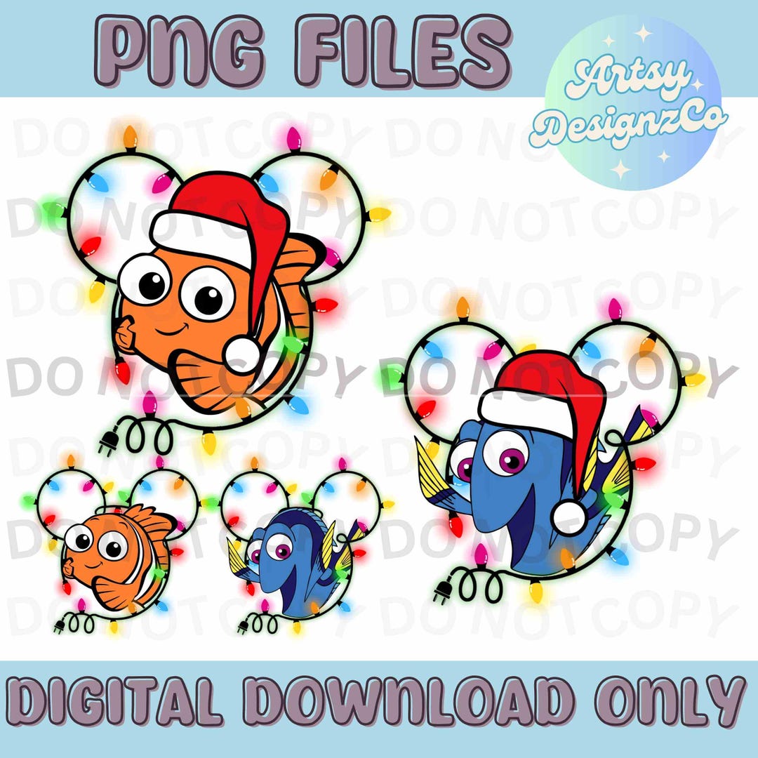 Nemo Dory Christmas Lights PNG, Nemo Christmas Lights PNG Digital ...