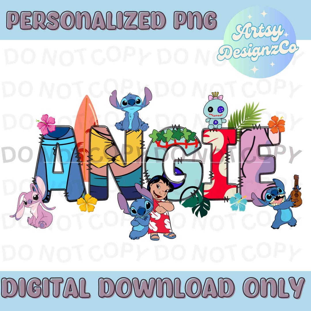 Stitch Custom PNG File, Custom Name Stitch Digital Download, Custom ...