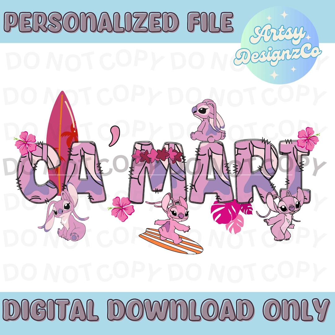 Stitch Angel Custom PNG File, Custom Name Stitch Angel Digital Download ...