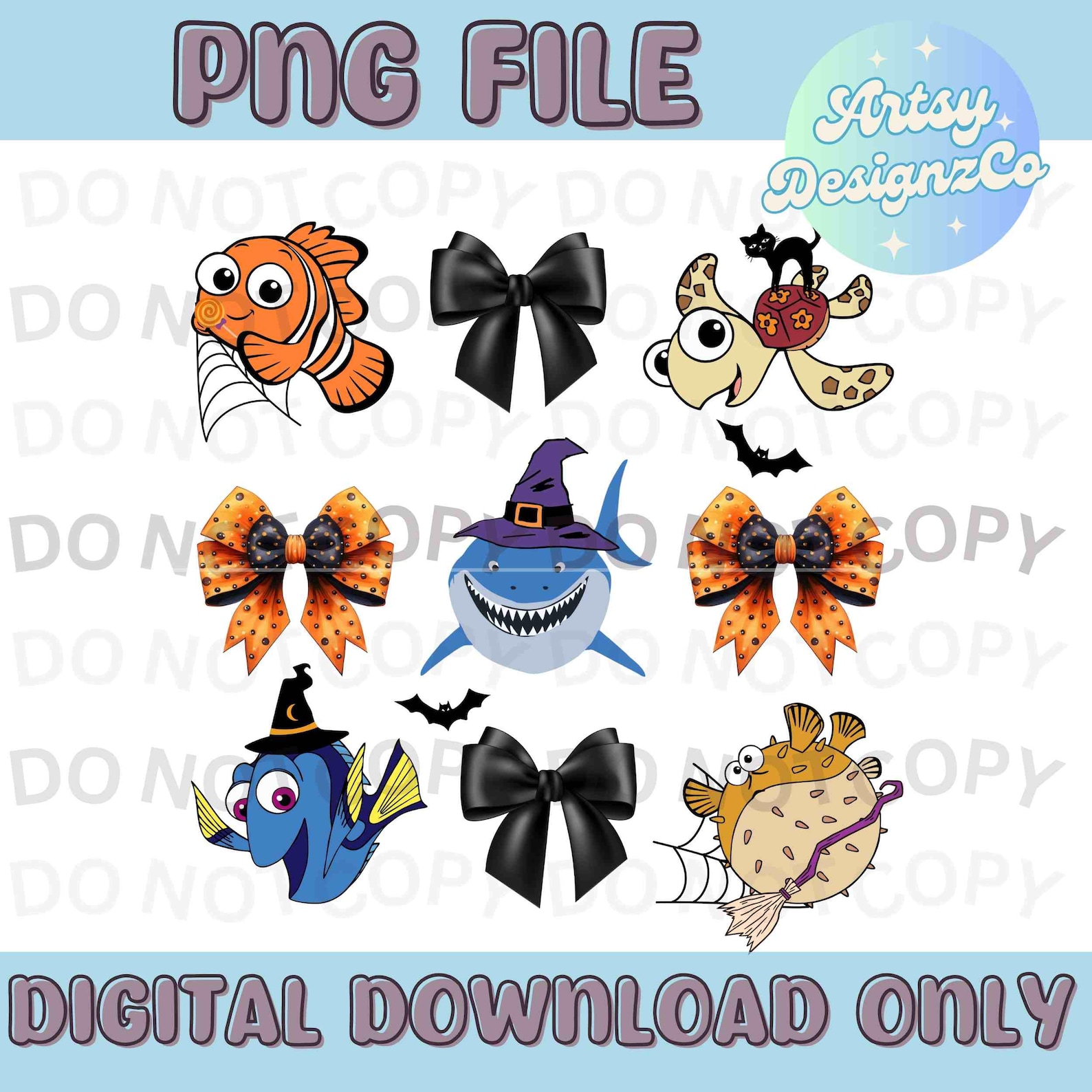 Halloween Nemo PNG File, Halloween Nemo Digital Download, Nemo Bows ...