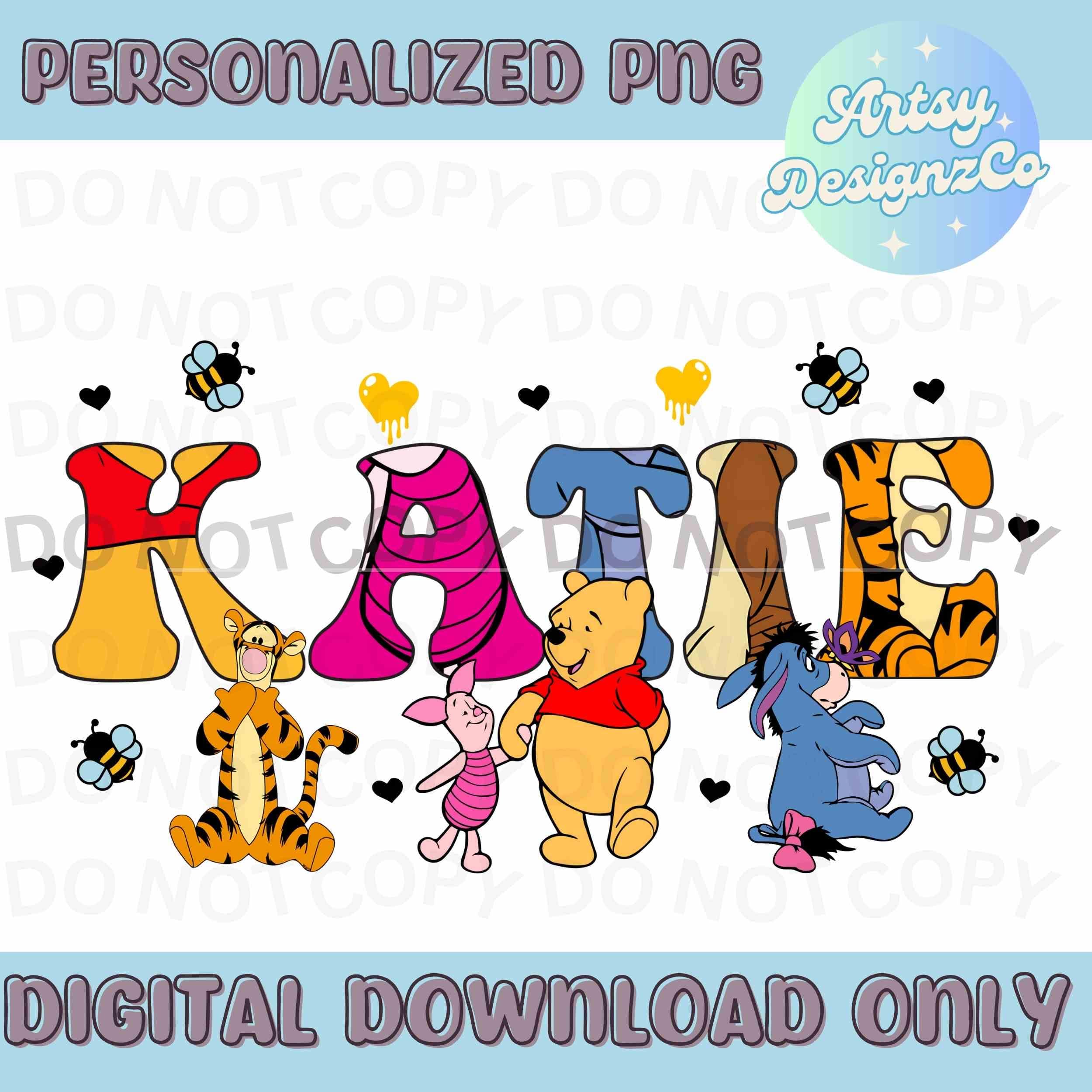 Pooh Custom PNG File, Custom Name Pooh Digital Download, Custom Pooh ...