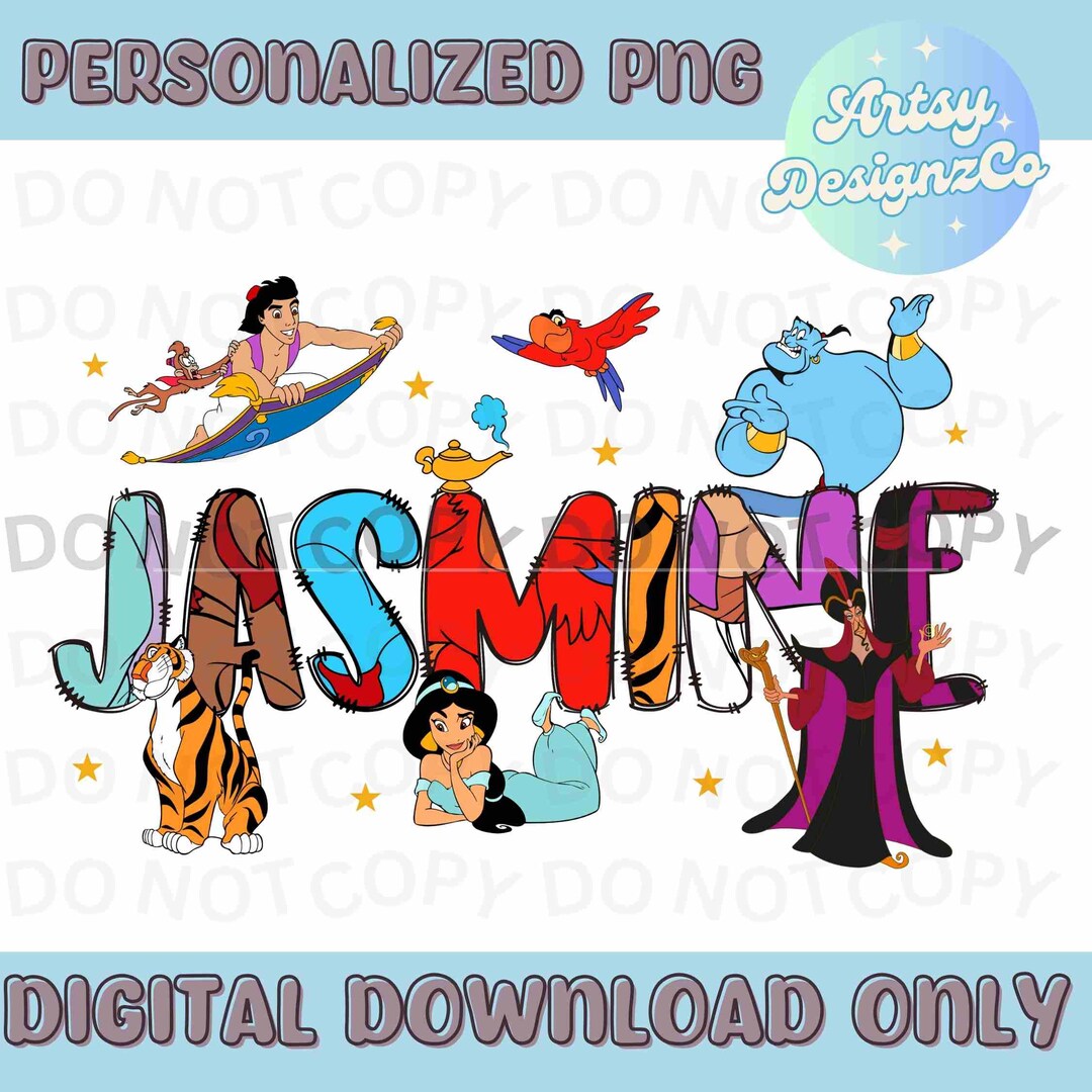 Jasmine Aladdin Custom PNG File, Custom Name Jasmine Digital Download ...