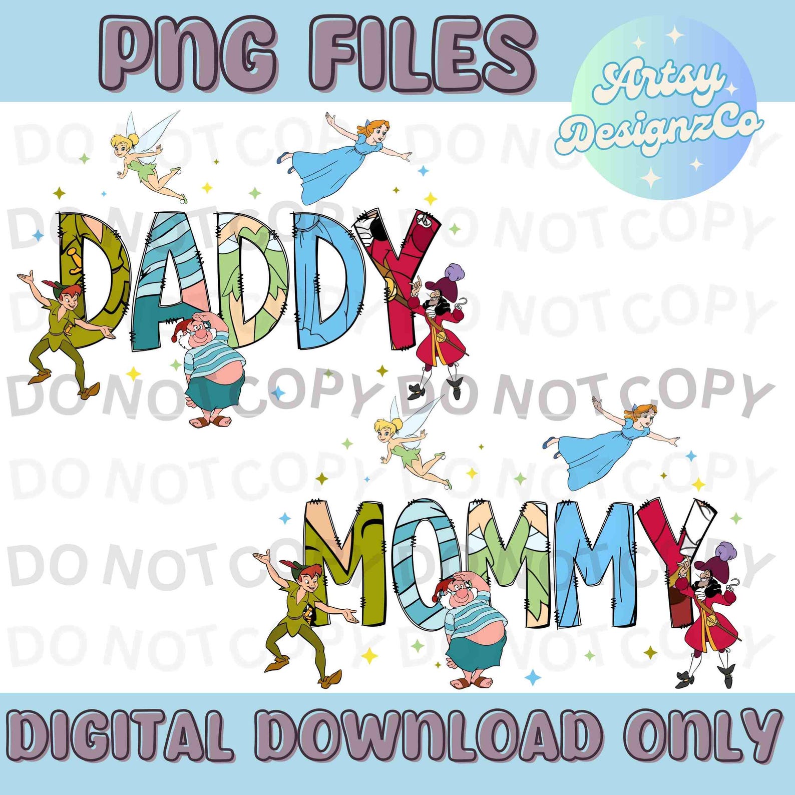Peter Pan Mommy Daddy PNG File, Tinkerbell Mom Dad Matching Digital ...