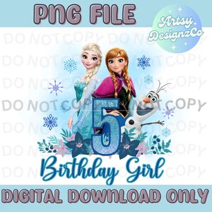 Frozen Birthday Girl PNG File, Elsa Anna Birthday Girl Digital Download ...