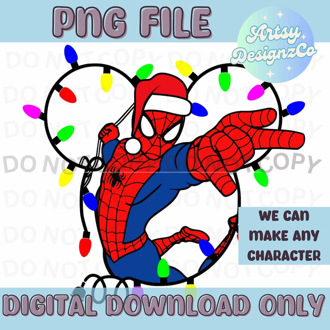 Spiderman Christmas Lights PNG, Christmas Spiderman PNG Digital ...