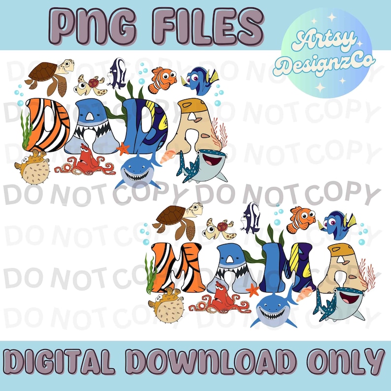 Nemo Mama Dada PNG Files, Nemo Mom Dad Matching Digital Download File ...