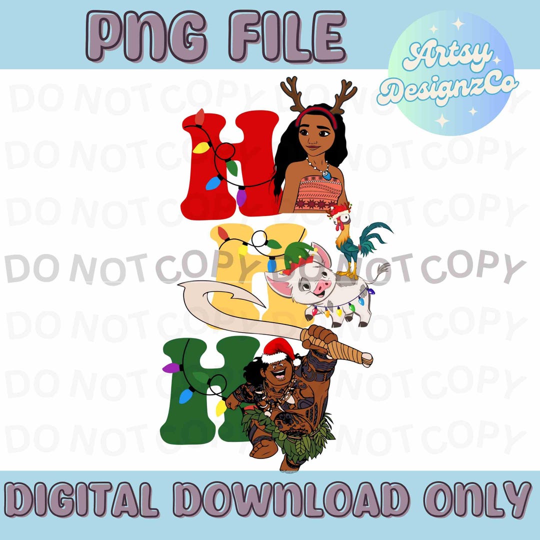 Moana Ho Ho Ho Christmas Lights PNG, Christmas Maui PNG Digital ...