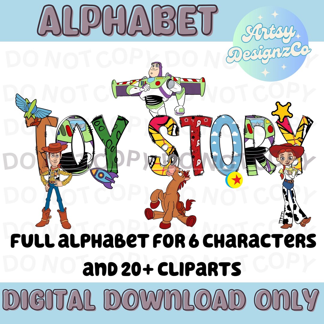 Toy Story Alphabet and Clipart Set, Toy Story Custom Alphabet PNG Files ...