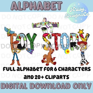 Toy Story Alphabet and Clipart Set, Toy Story Custom Alphabet PNG Files ...