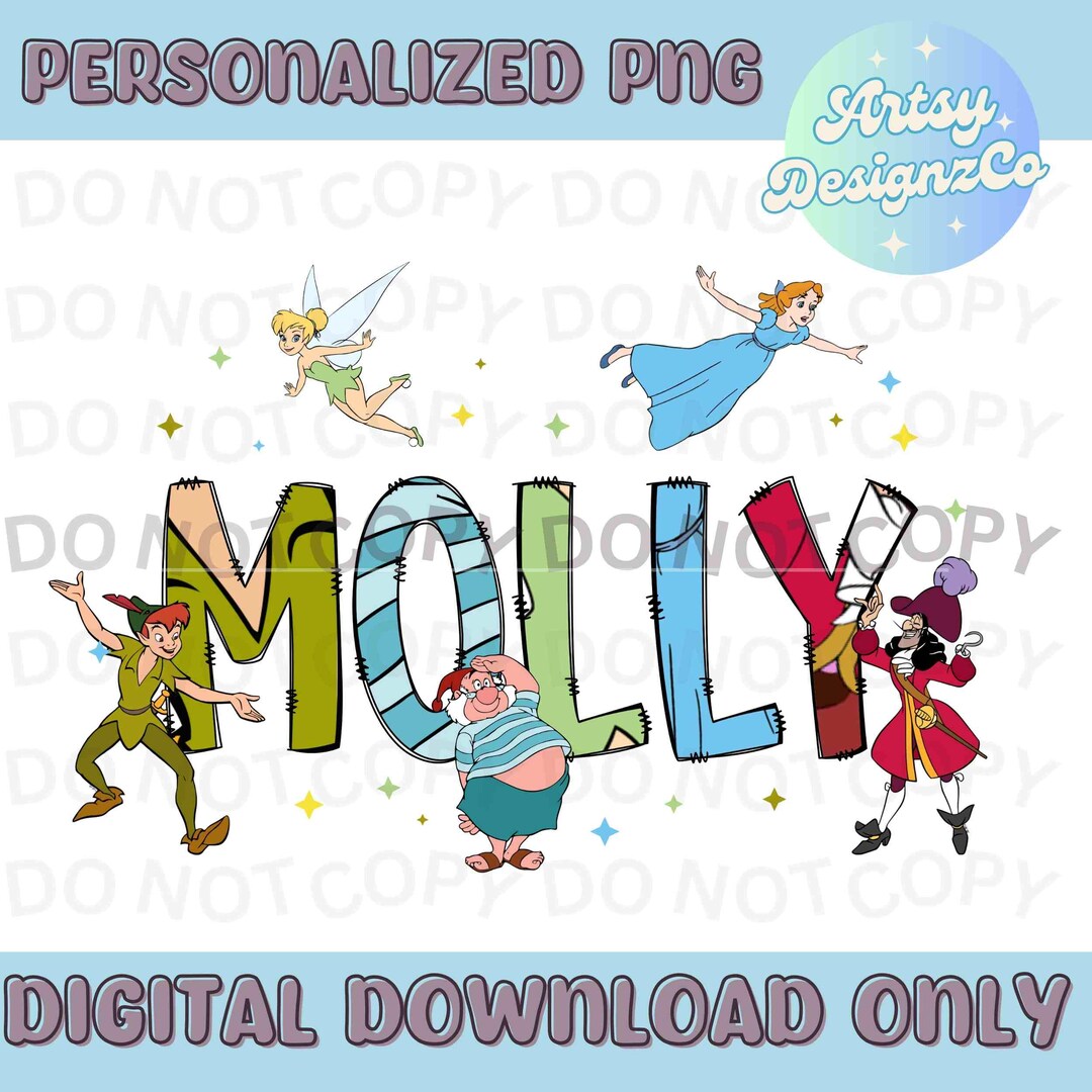 Peter Pan Tinkerbell Custom Name PNG File, Custom Name Peter Tinkerbell ...