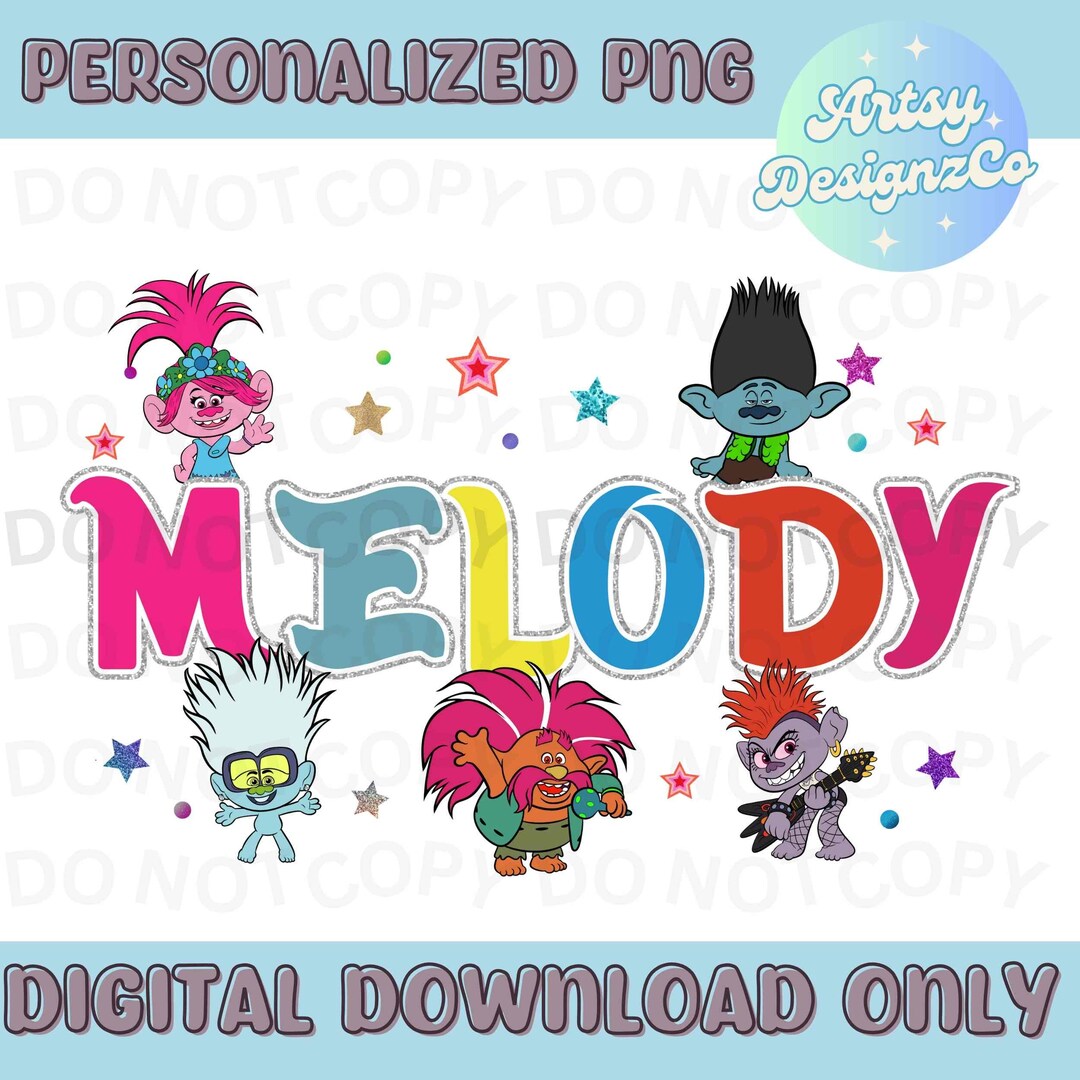 Trolls Custom PNG File, Custom Name Trolls Digital Download, Custom ...