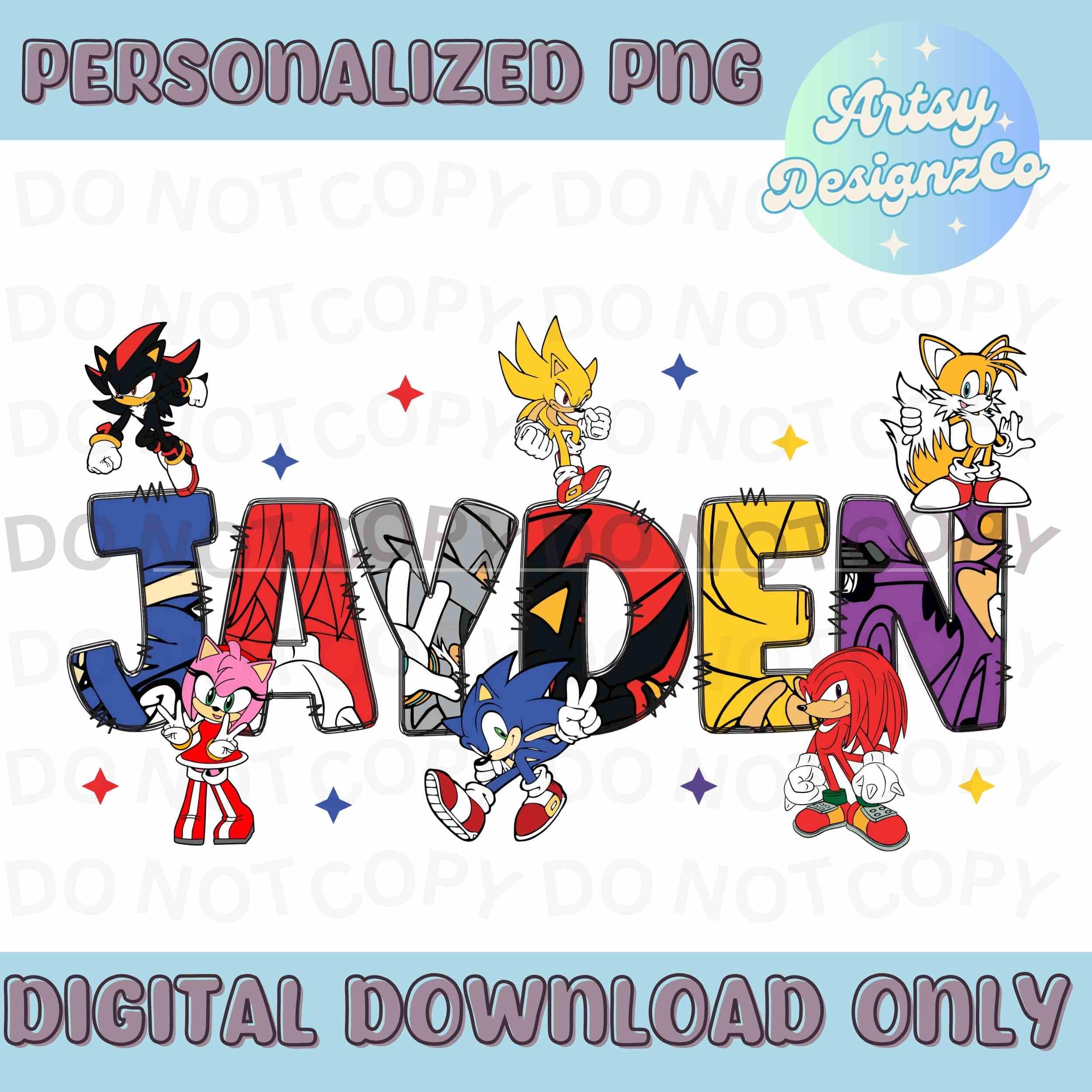 Sonic Custom PNG File, Custom Name Sonic Digital Download, Custom Sonic ...