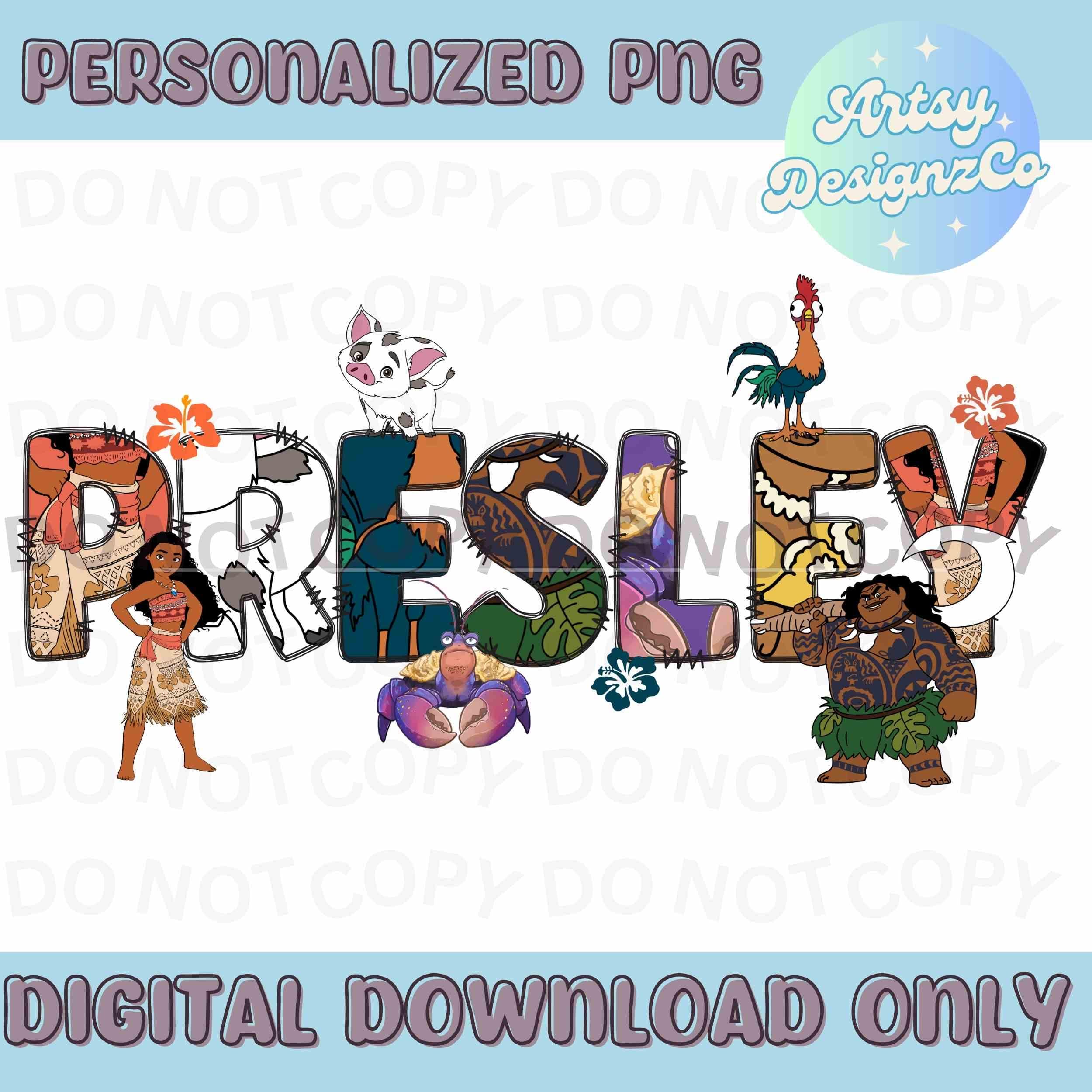 Moana Custom PNG File, Custom Name Moana Digital Download, Custom Moana ...