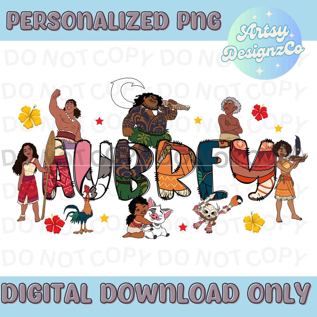 Moana 2 Custom PNG File, Custom Name Moana Digital Download, Custom ...