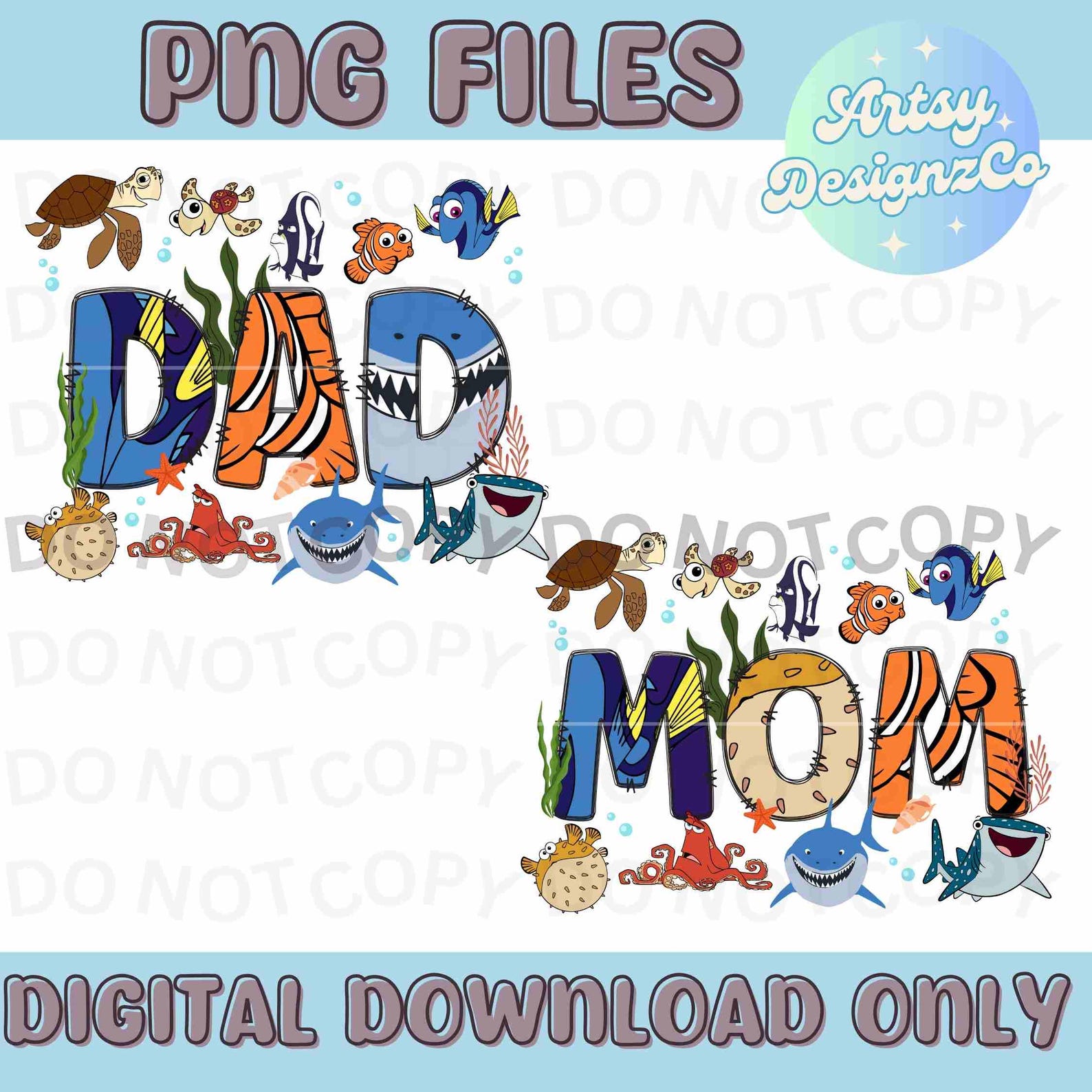 Nemo Mom Dad PNG File, Nemo Mom Dad Matching Digital Download File - Etsy