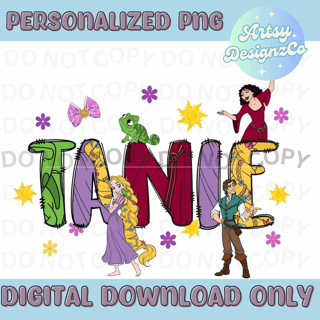 Rapunzel Custom PNG File, Custom Name Rapunzel Digital Download, Custom ...