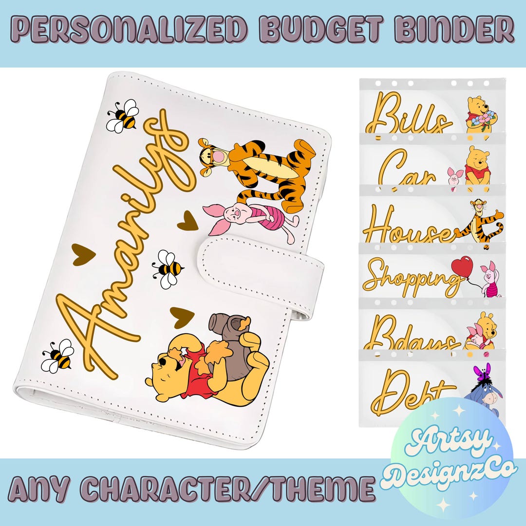 Personalized Pooh Budget Binder A6 Size With 6 Inserts, Pooh Budget ...