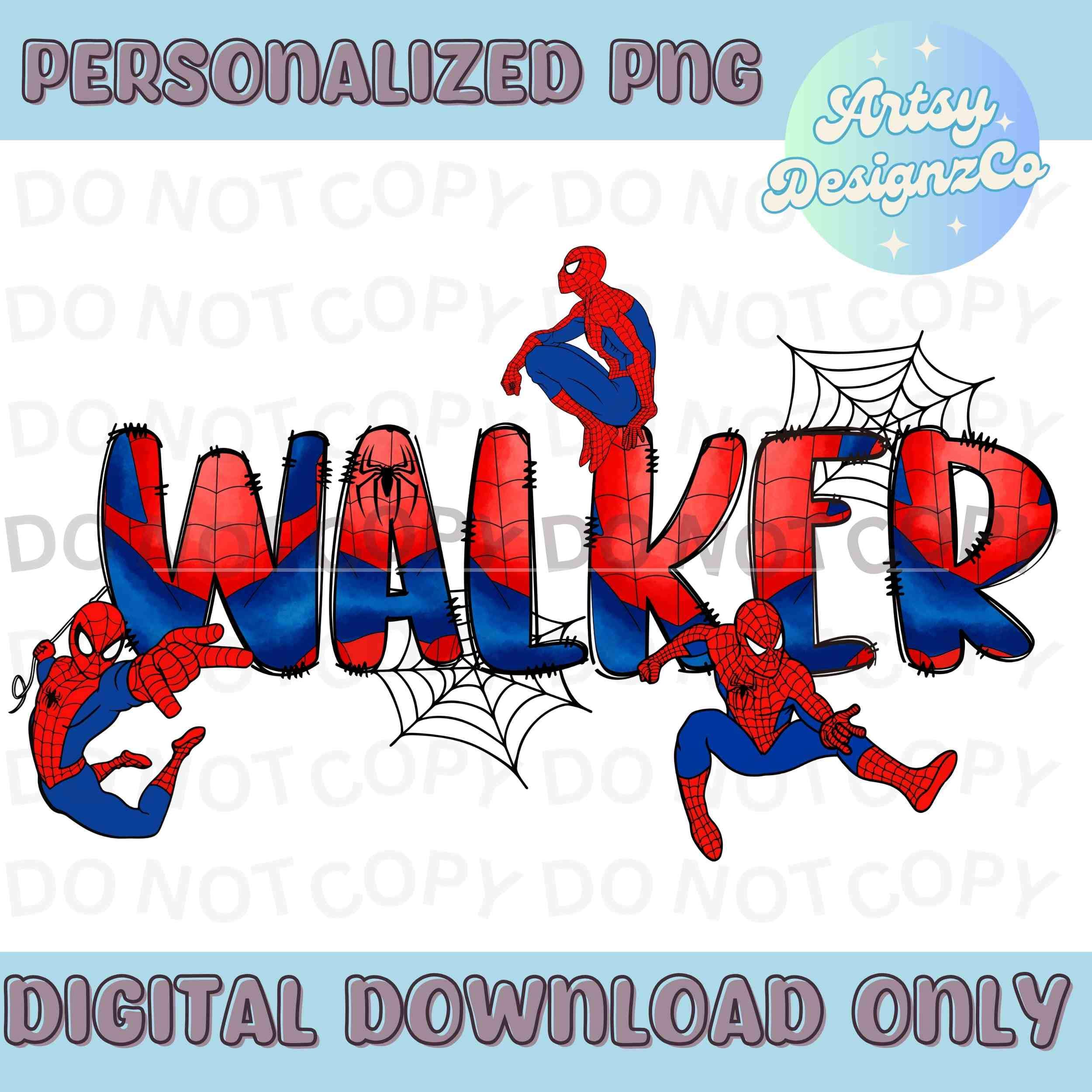 Spiderman Custom Name PNG File, Custom Spiderman Name Hero Digital ...