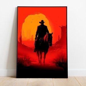 Red Western Poster, Red Dead Redemption Inspired Gaming Print, RDR ...