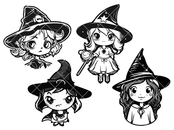 Black And White Witch Clipart