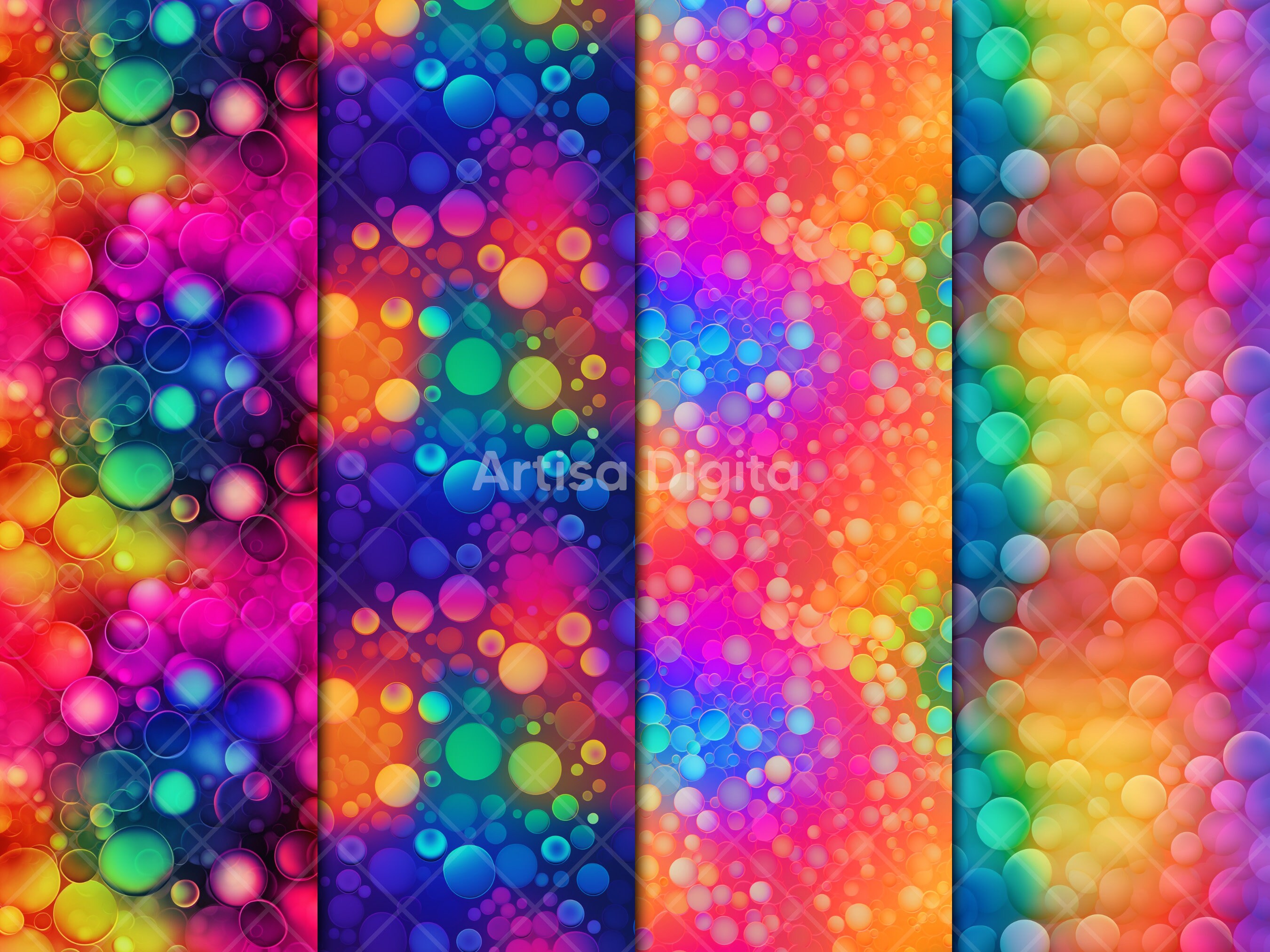 Digital Scrapbook Paper Set Printable Backgrounds 12 Seamless Rainbow ...