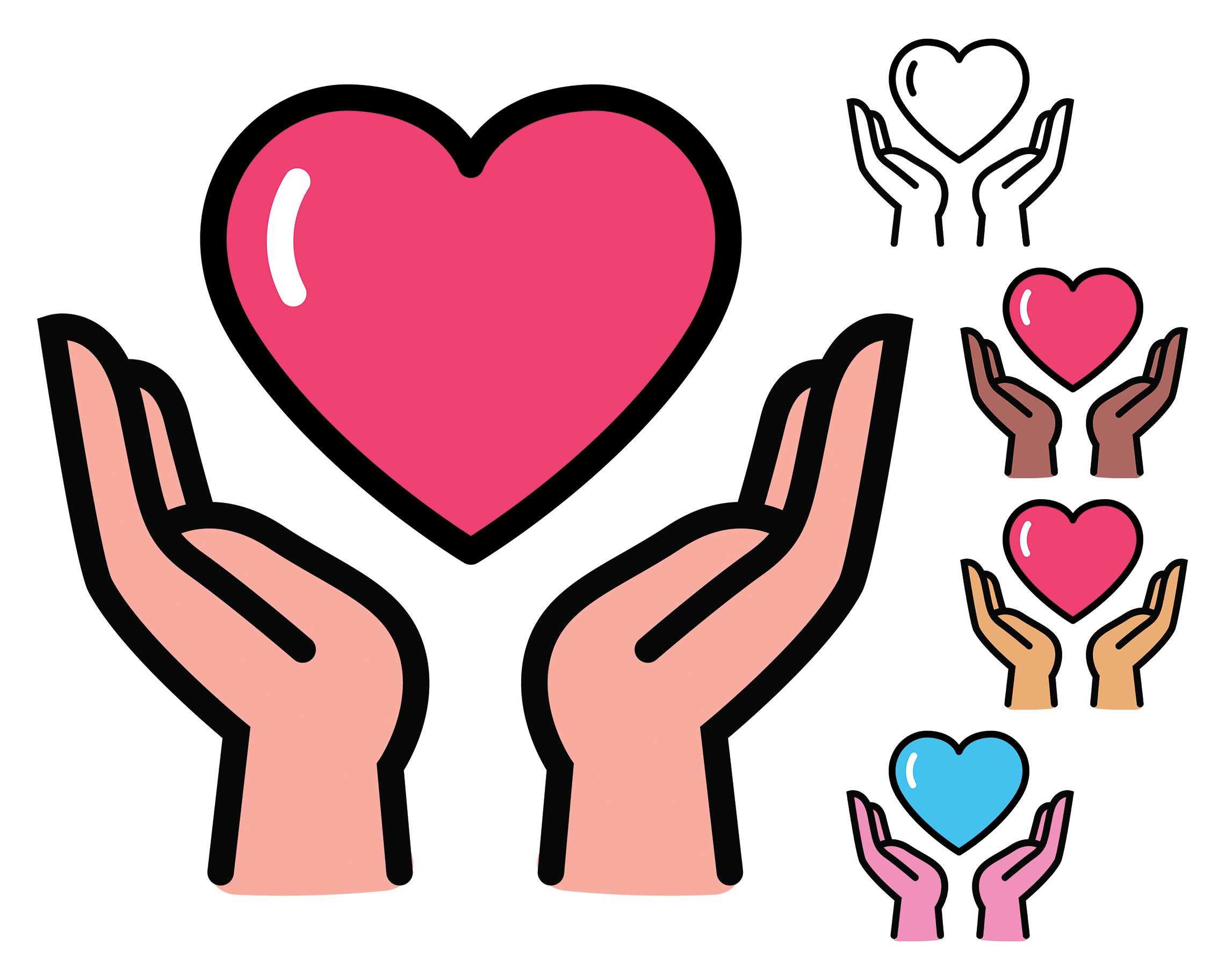 Hand Heart Clip Art Design Vector Hands Hearts Love Cute Fully Editable ...