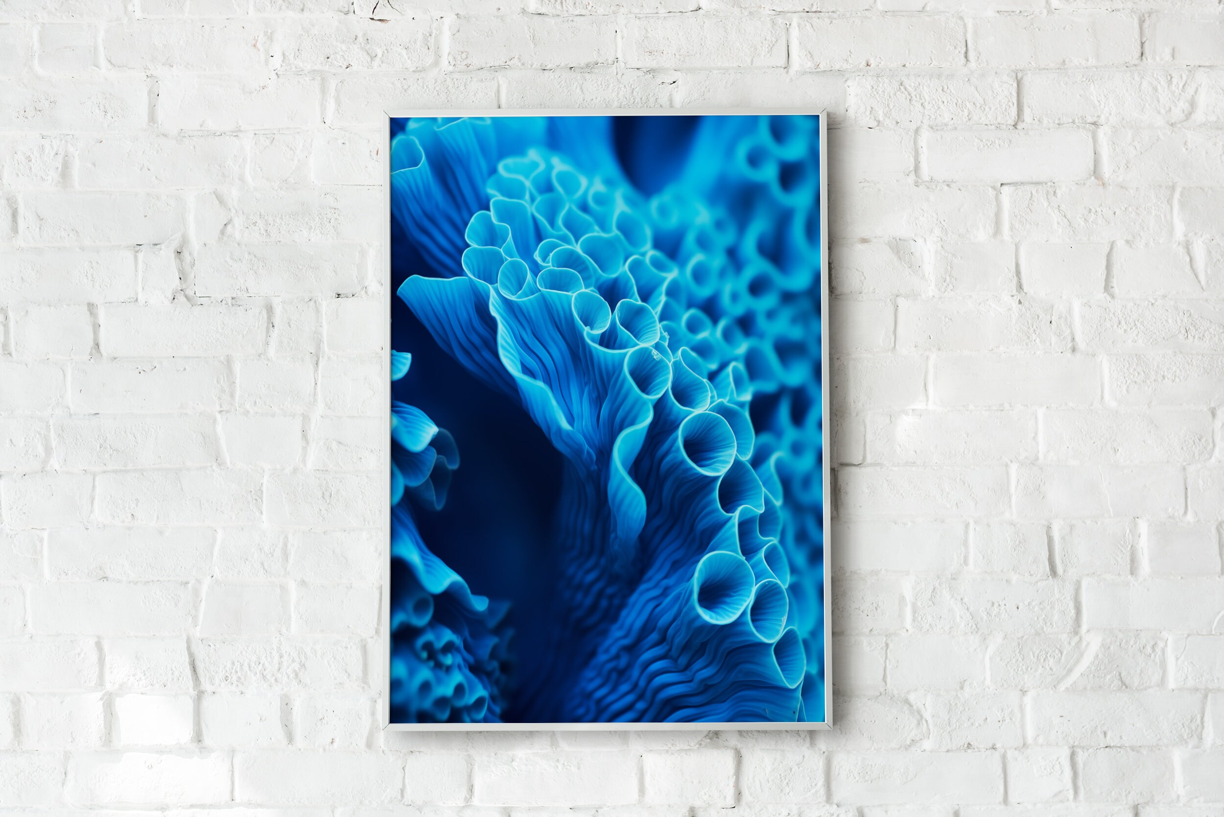 Blue Coral Poster, Ocean Reef Nature Photography HD Print, Beautiful ...