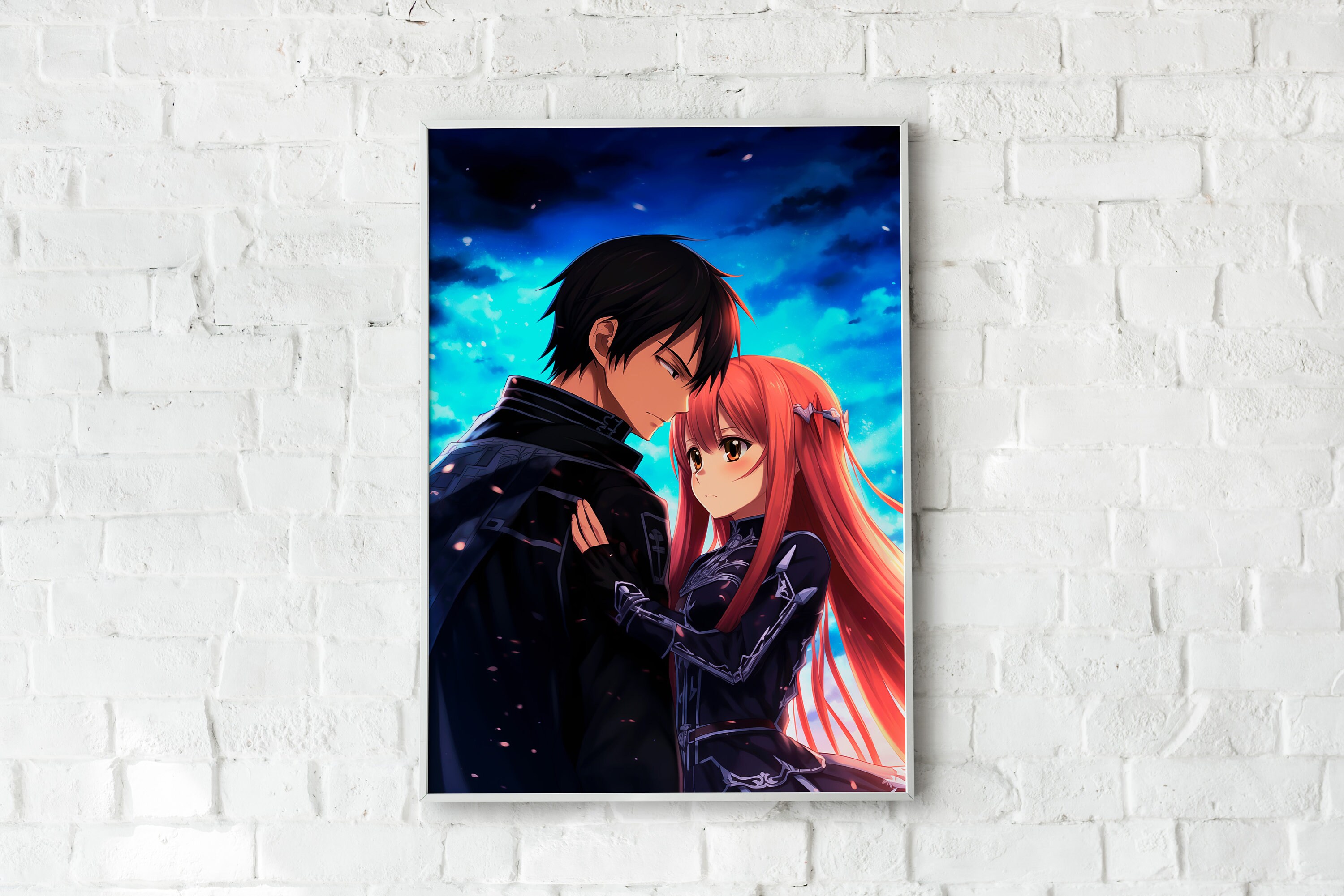 Kirito Asuna Poster, Sword Art Online Anime Fan Print, Japanese Yuuki ...