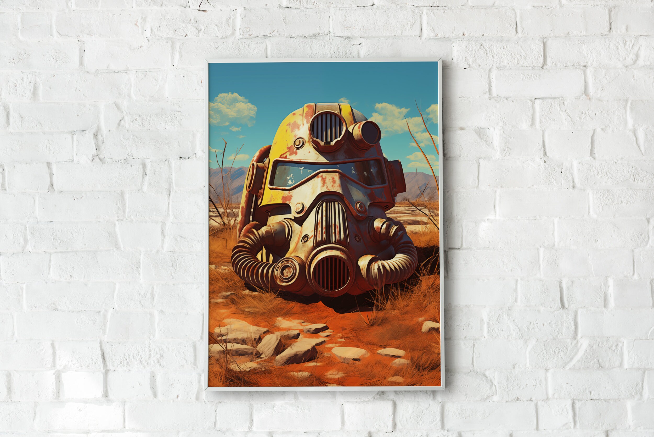 Fallout Helmet Poster, Game Power Armor Series Fan Art Print, Cool ...
