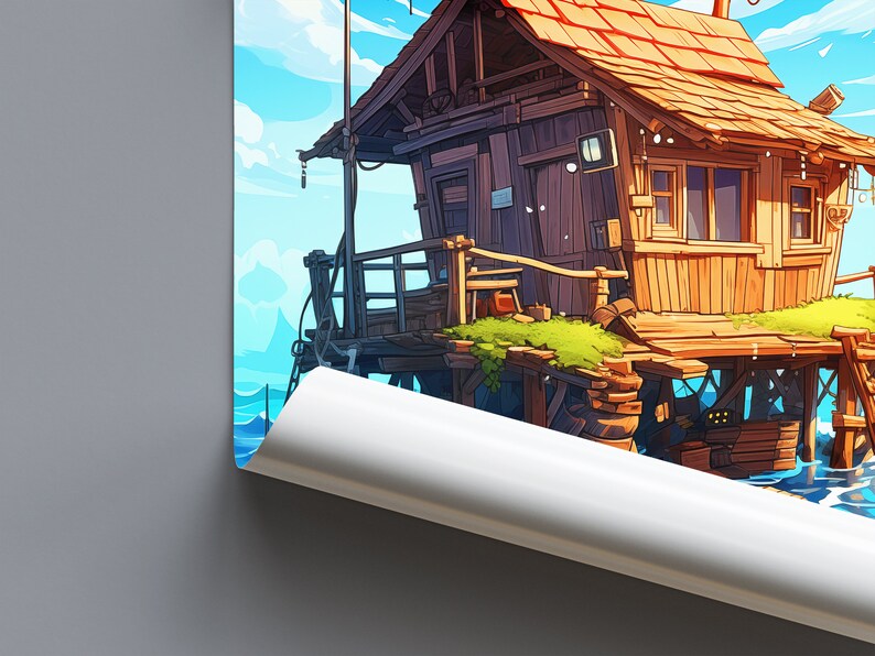 Raft Game Poster, Raft Fan Art Ocean Tropical House Print, Cool Gaming ...