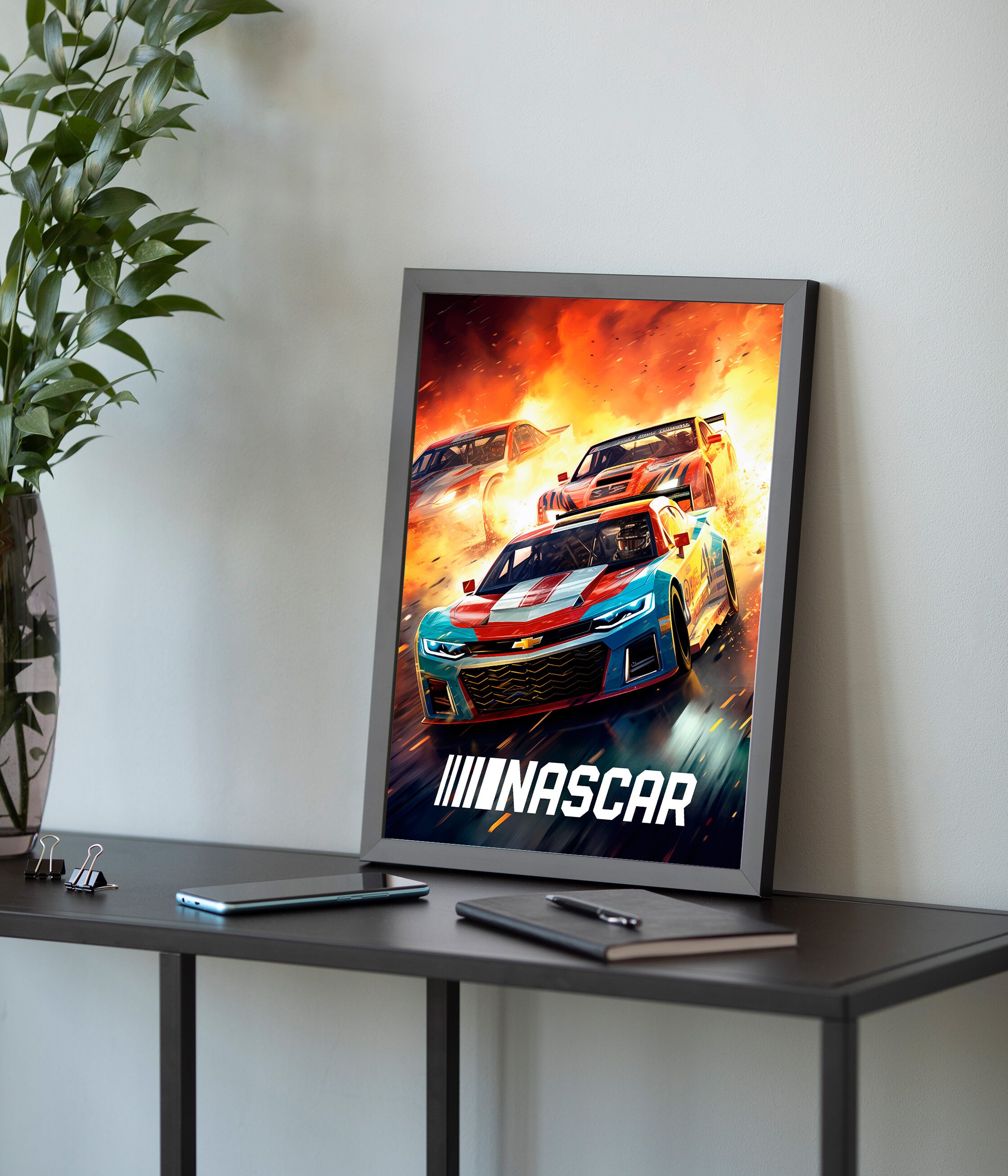 NASCAR Racing Poster, Awesome Car Race USA Epic Print, Cool American ...