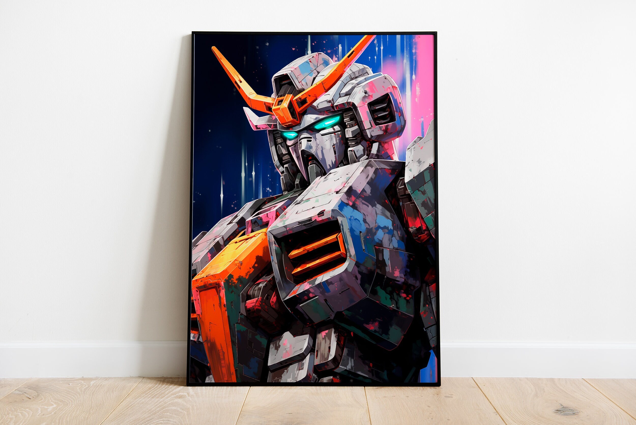 Gundam Mech Poster, Anime Mecha Fan Art Scifi Print, Epic Cool Vibrant ...