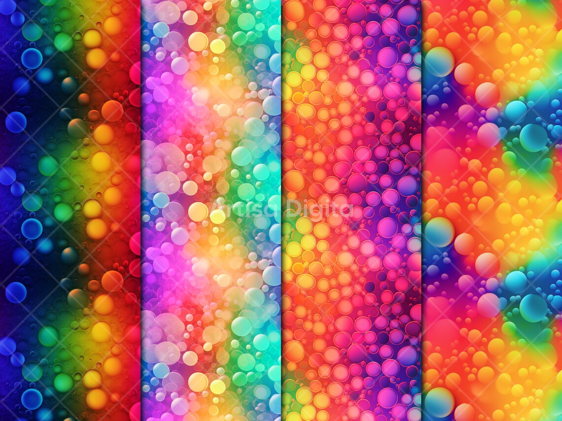 Digital Scrapbook Paper Set Printable Backgrounds 12 Seamless Rainbow ...