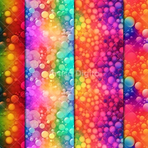 Digital Scrapbook Paper Set Printable Backgrounds 12 Seamless Rainbow ...