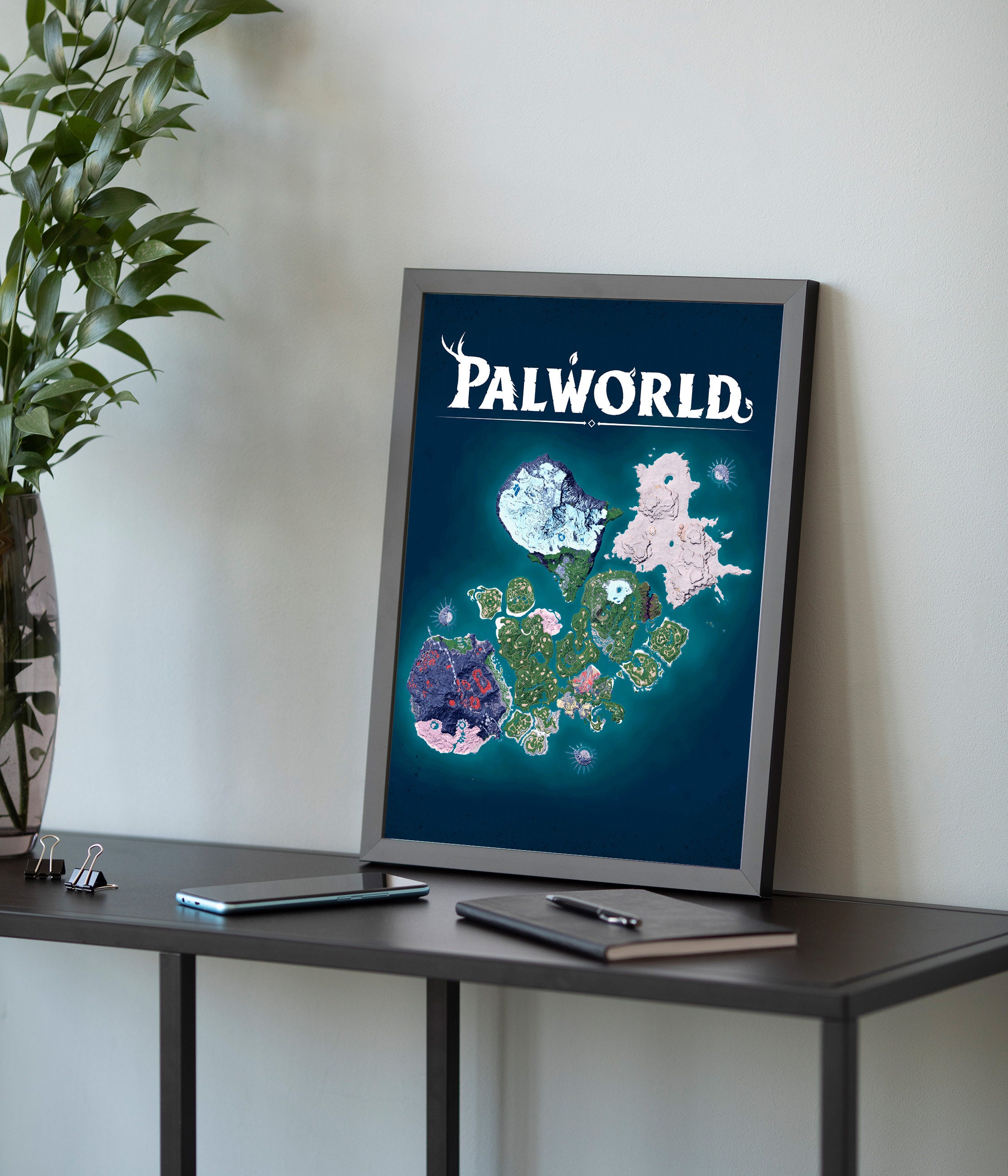 Palworld Map Poster, Pal World Inspired Fan Game Island Print ...