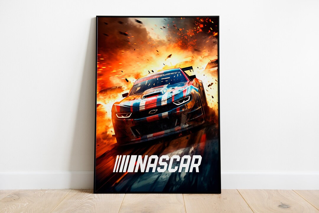 NASCAR Racing Poster, Awesome Car Race USA Epic Print, Cool American ...