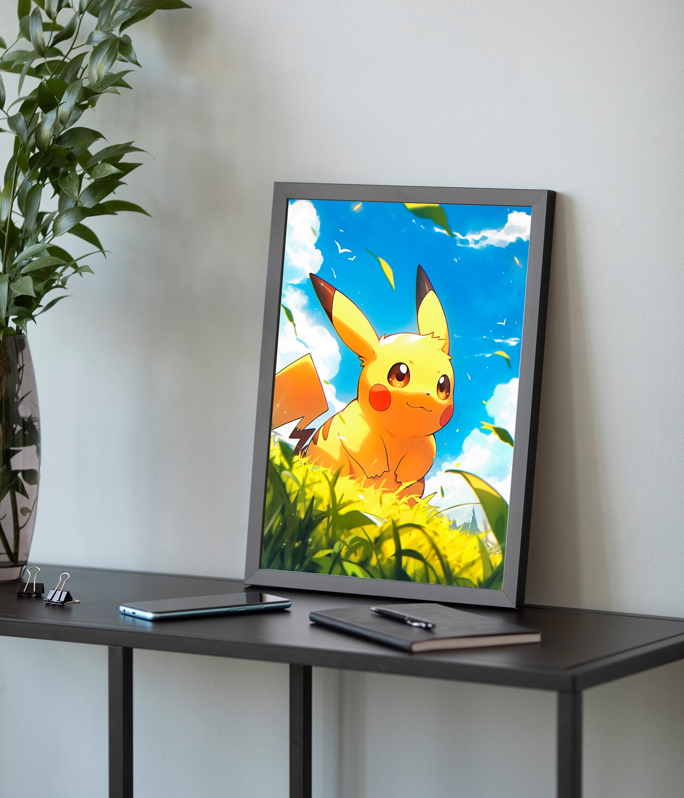 Pikachu Poster, Pokemon Fan Art Cute Inspired Anime Print, Cool Gamer ...