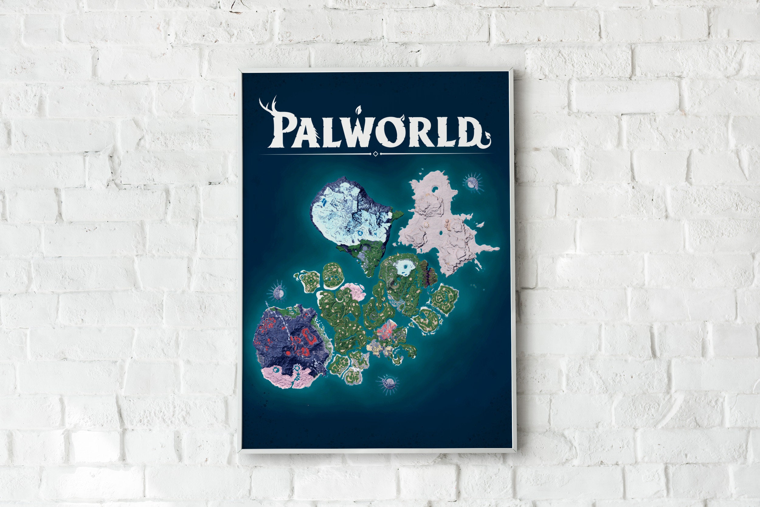 Palworld Map Poster, Pal World Inspired Fan Game Island Print ...