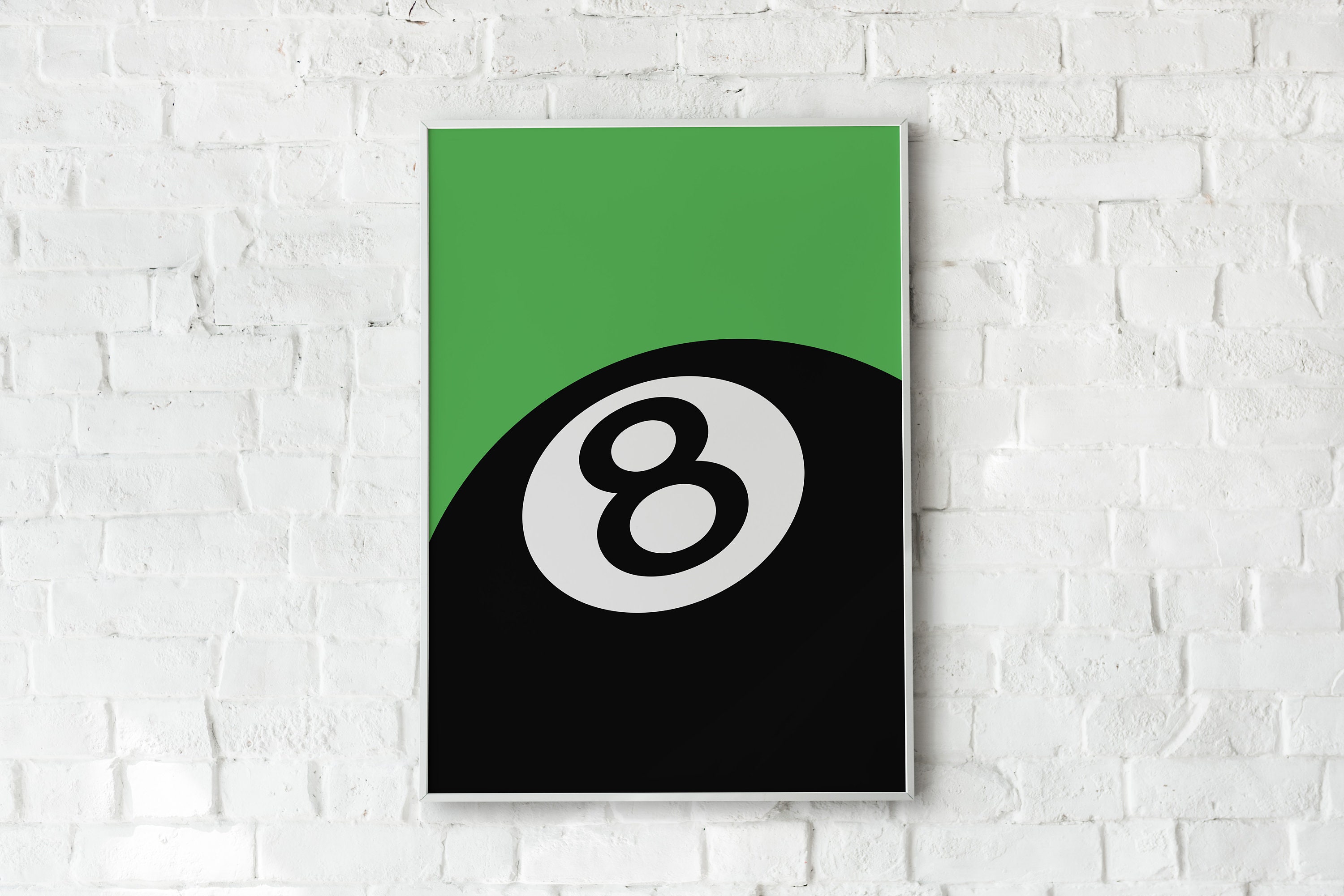8 Ball Poster, Pool Snooker Sports Black Ball Design Print, Bar Lounge ...