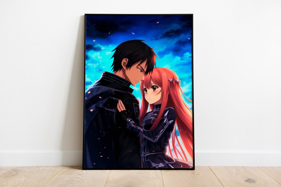 Kirito Asuna Poster, Sword Art Online Anime Fan Print, Japanese Yuuki ...