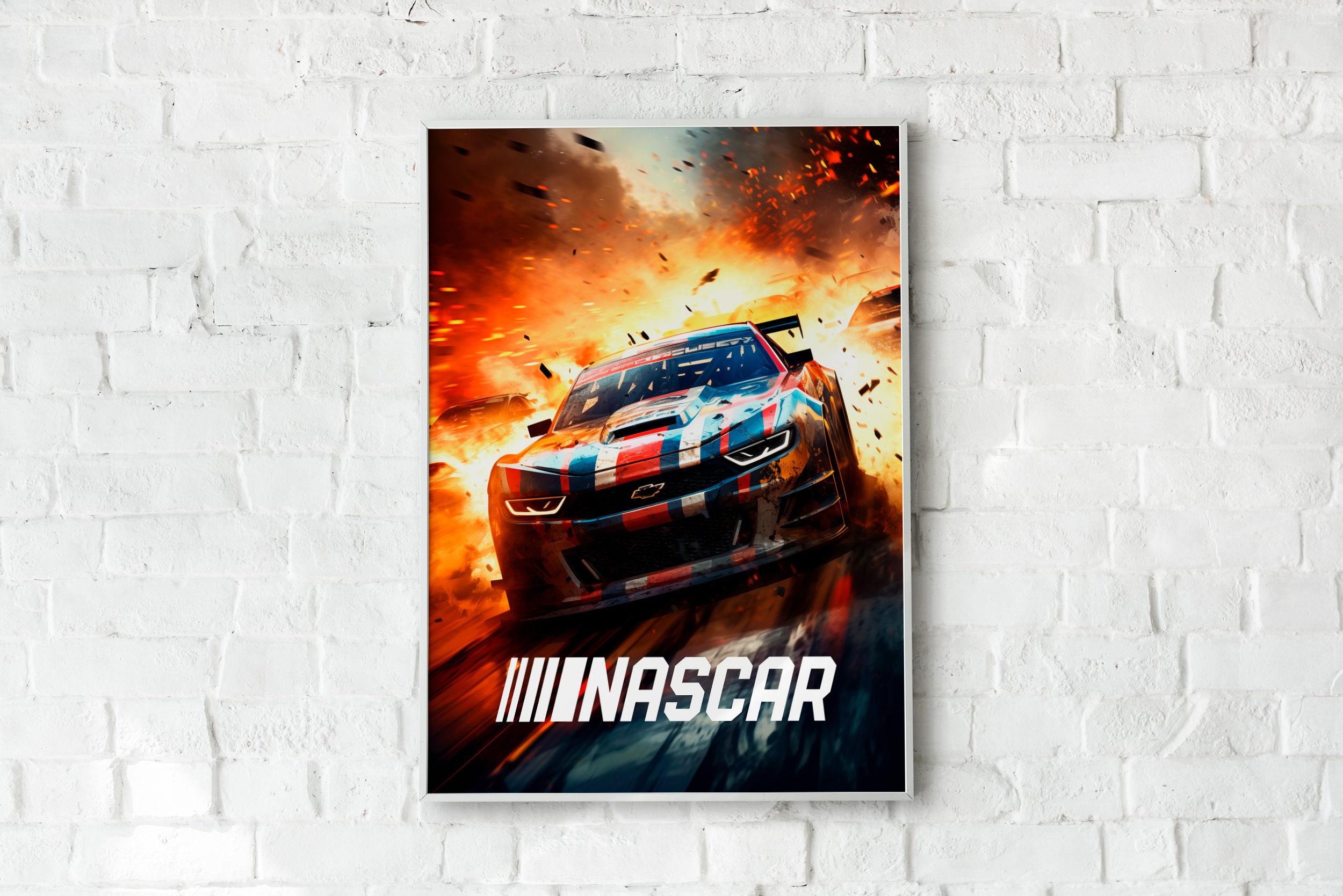 NASCAR Racing Poster, Awesome Car Race USA Epic Print, Cool American ...