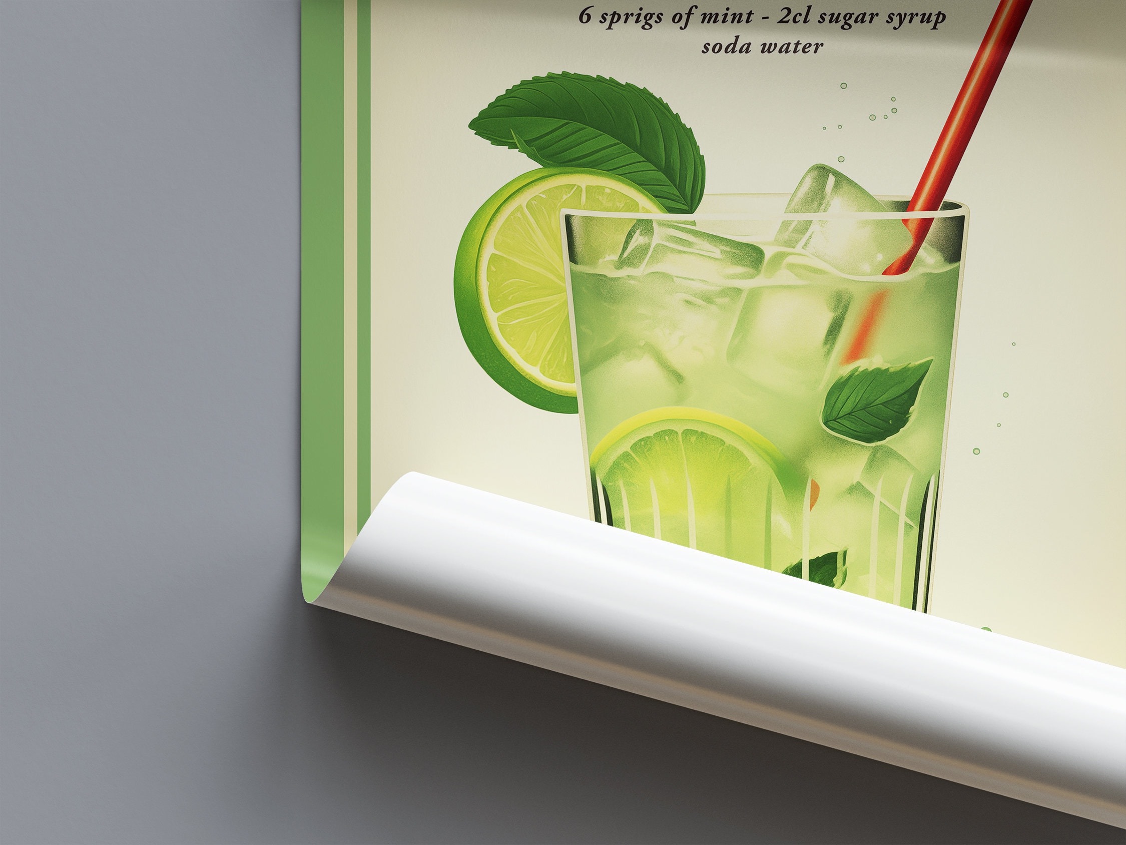 Mojito Poster, Vintage Cocktail Alcohol Bar Print, Classic Style Drink ...