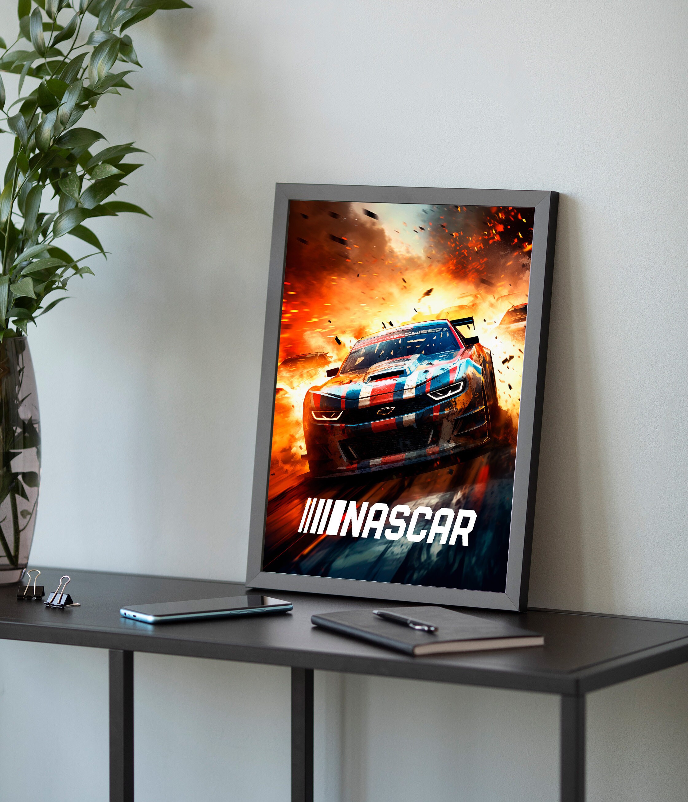 NASCAR Racing Poster, Awesome Car Race USA Epic Print, Cool American ...