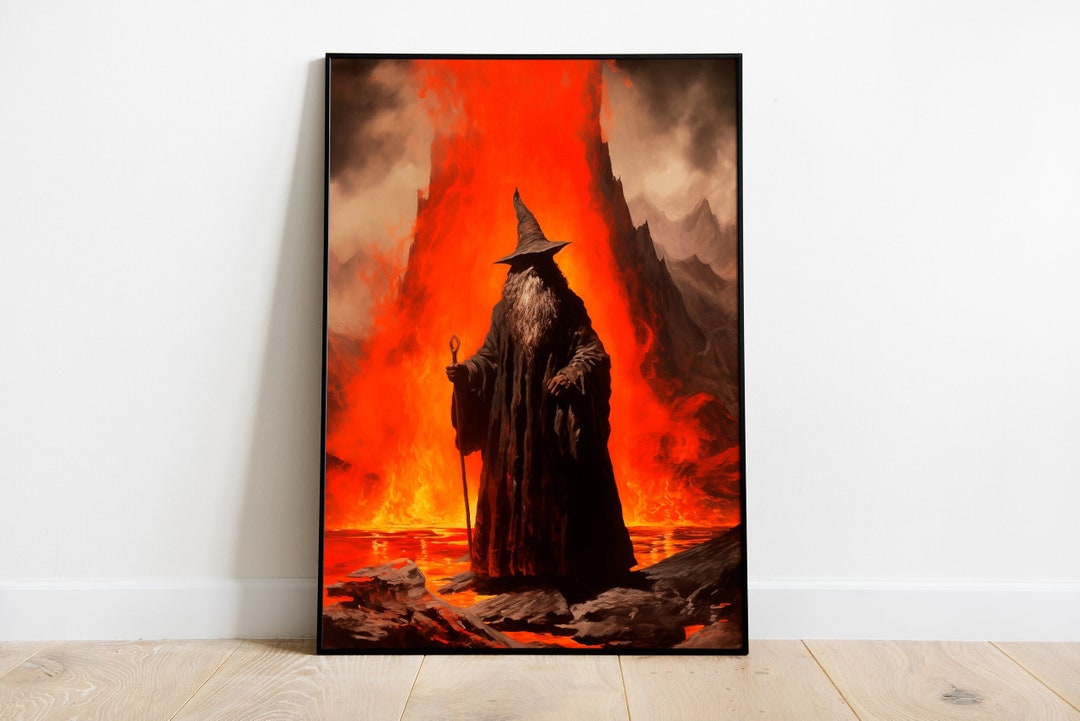 Gandalf Volcano Poster, Vintage Oil Painting Style Lord of the Rings ...