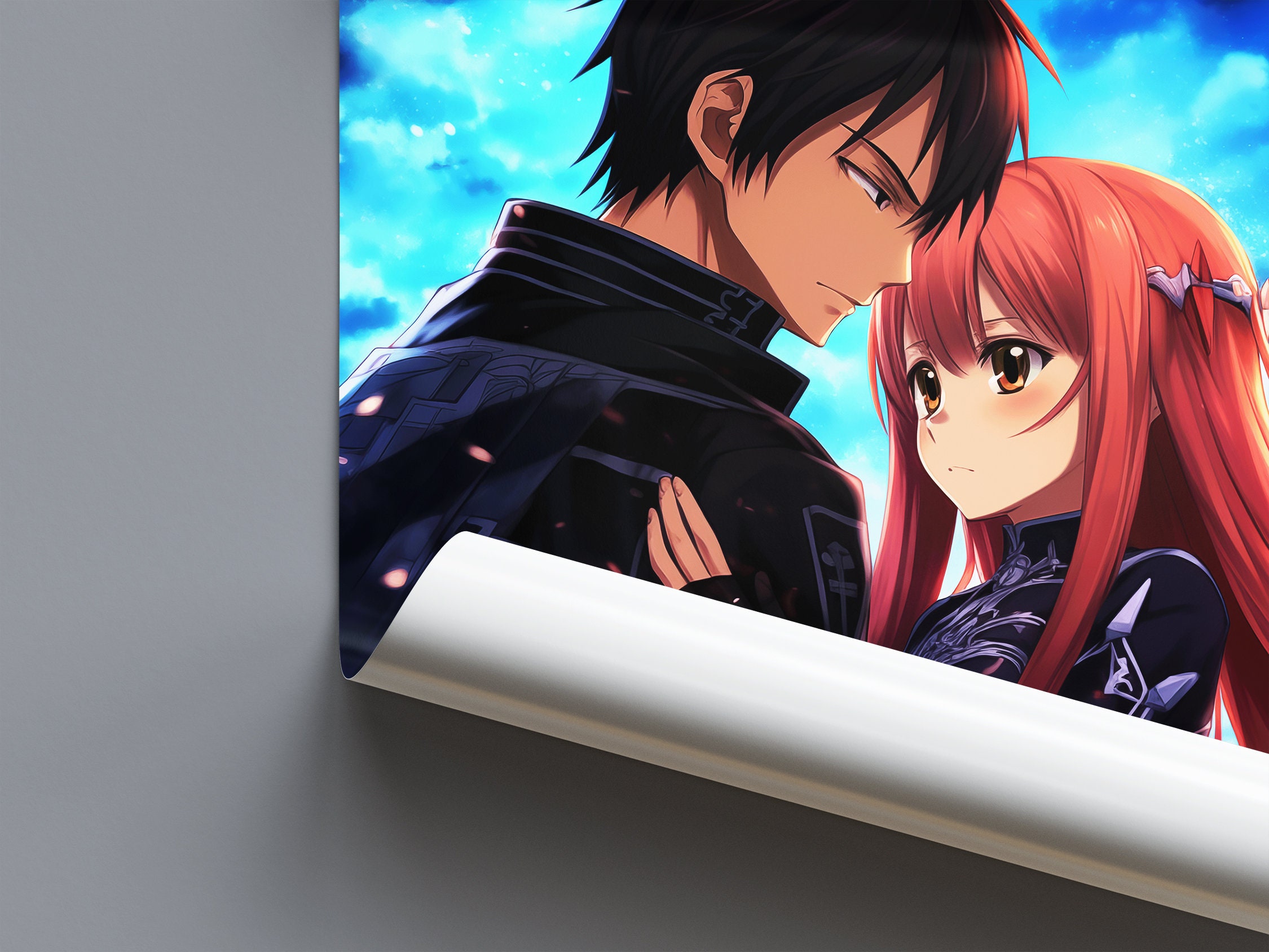 Kirito Asuna Poster, Sword Art Online Anime Fan Print, Japanese Yuuki ...