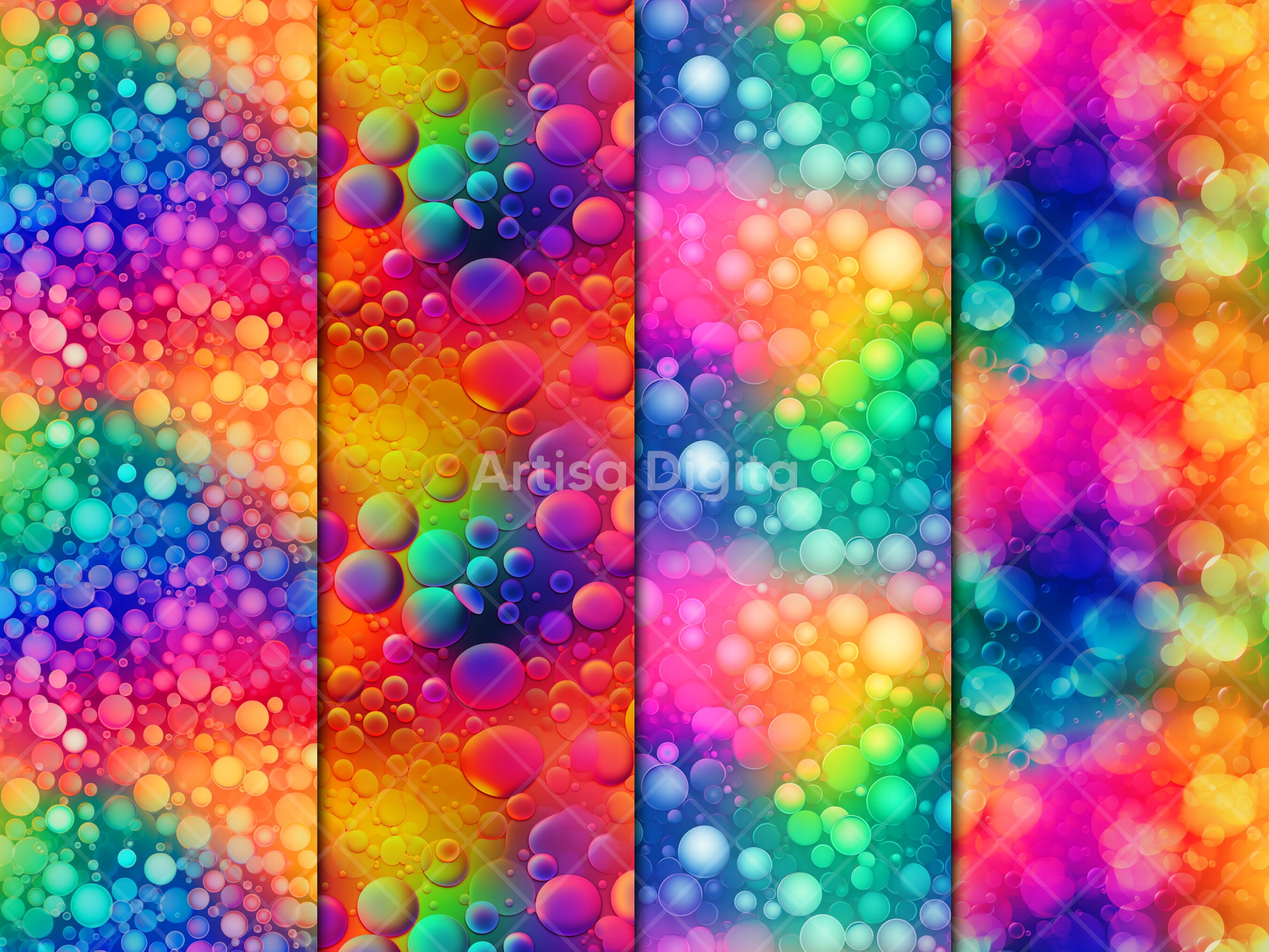 Digital Scrapbook Paper Set Printable Backgrounds 12 Seamless Rainbow ...